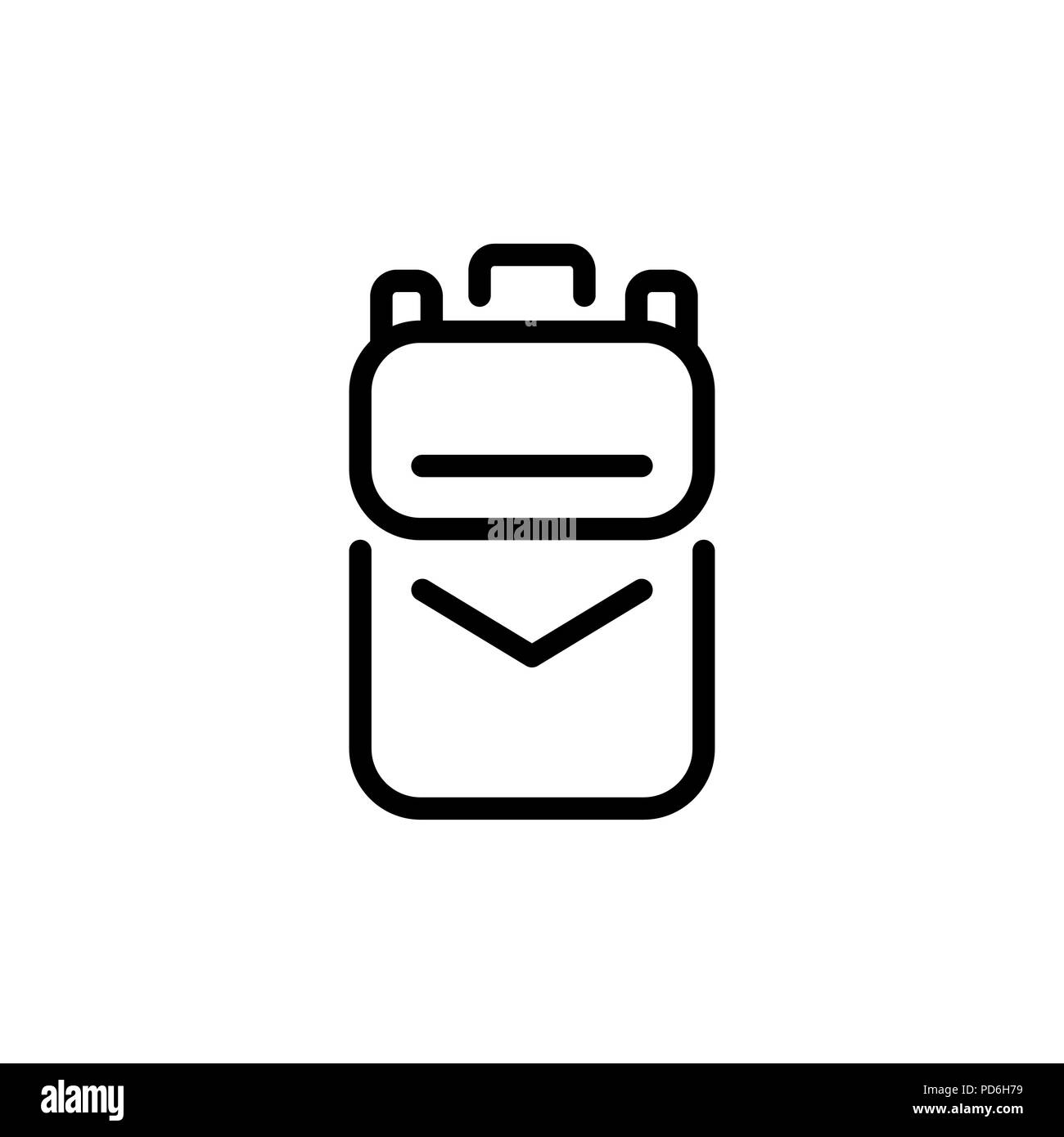 School bag icon backpack simple flat style outline illustration Stock ...