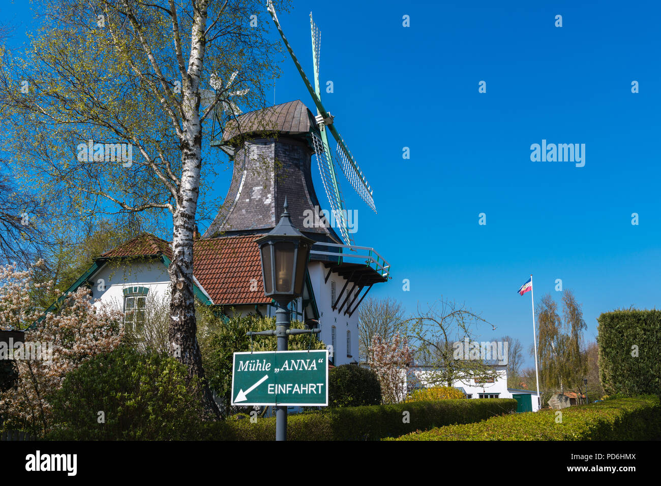 Windmill Anna , Mill museum and café, Norby, Rieseby, landscape of ...