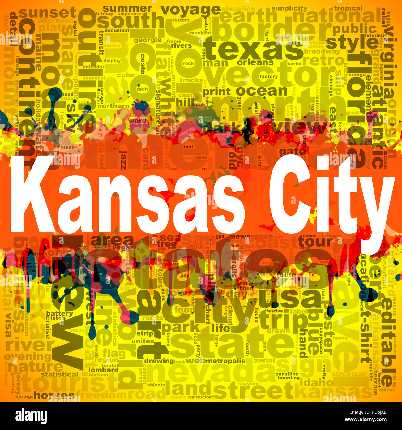 Kansas City word cloud design. Creative illustration of idea word ...