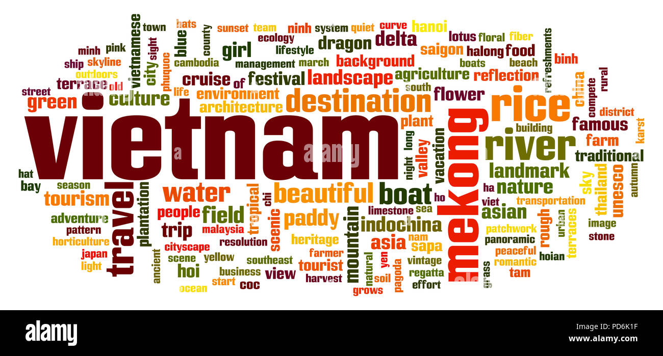 Vietnam word cloud. Creative illustration of idea word lettering ...