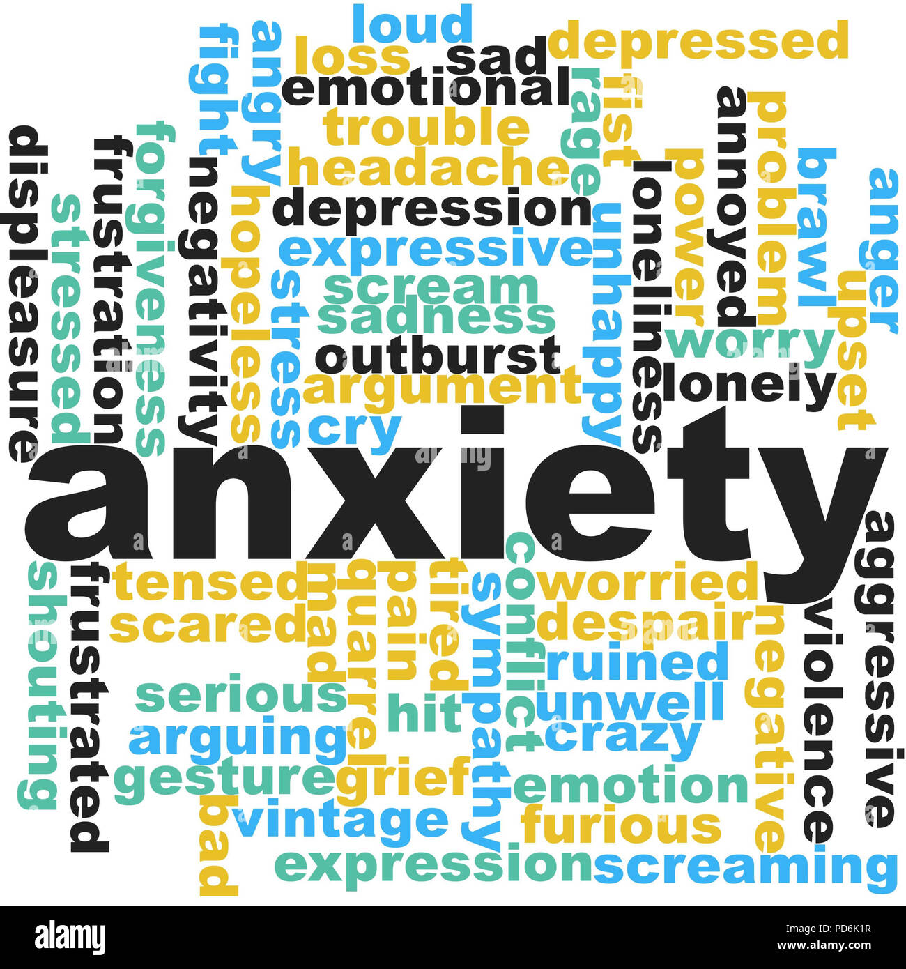 Anxiety word cloud with white background, 3d rendering Stock Photo - Alamy
