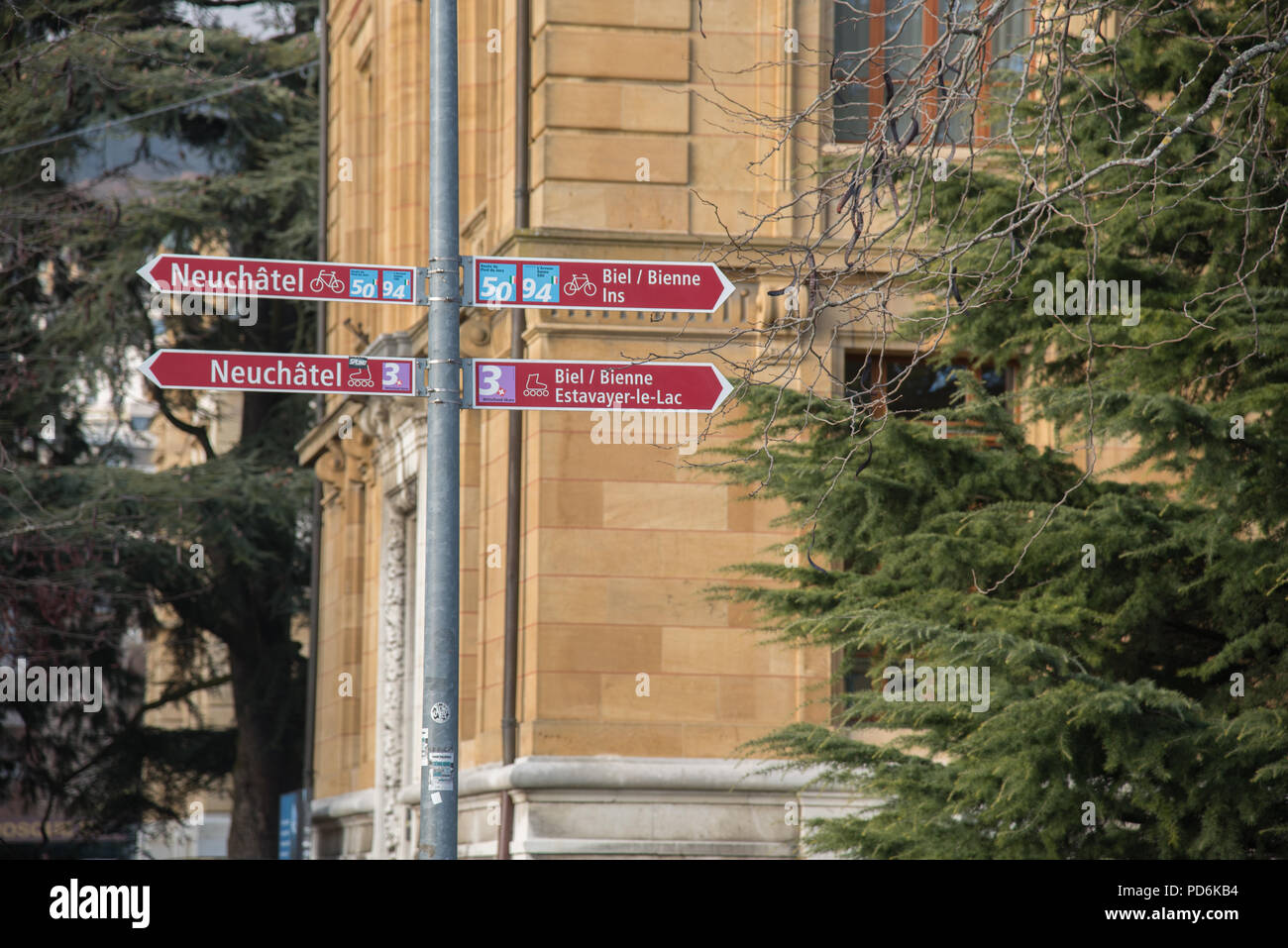 Street signage, Neuchatel town, Switzerland, Europe Stock Photo - Alamy
