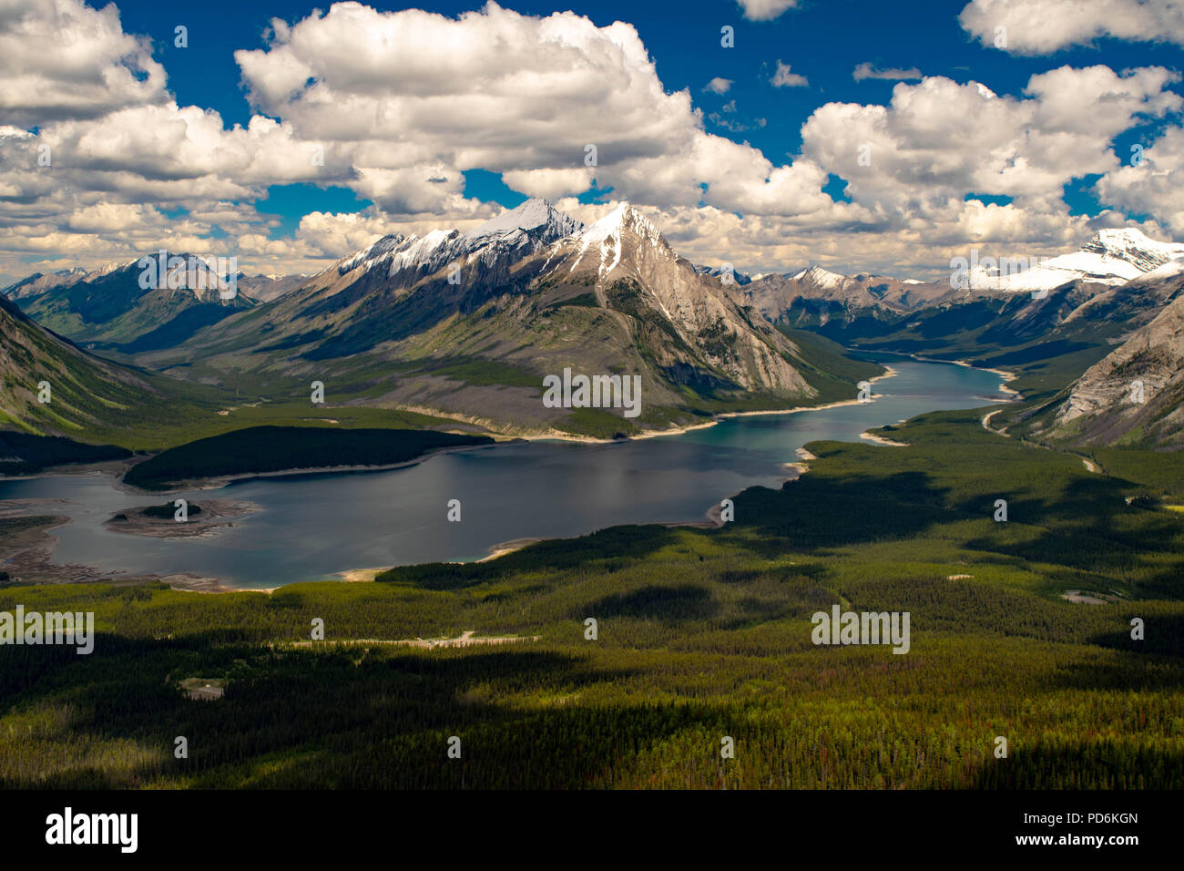 A view of Spray Lakes Reservoir from the top of Tent Ridge in ...