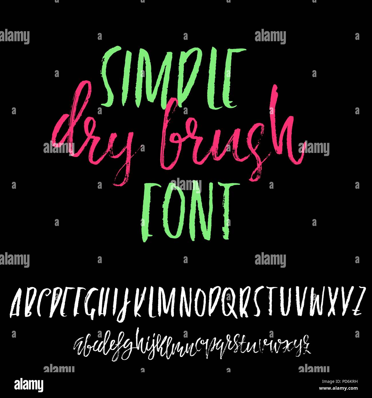 Hand drawn dry brush lettering. Grunge style alphabet. Handwritten font ...