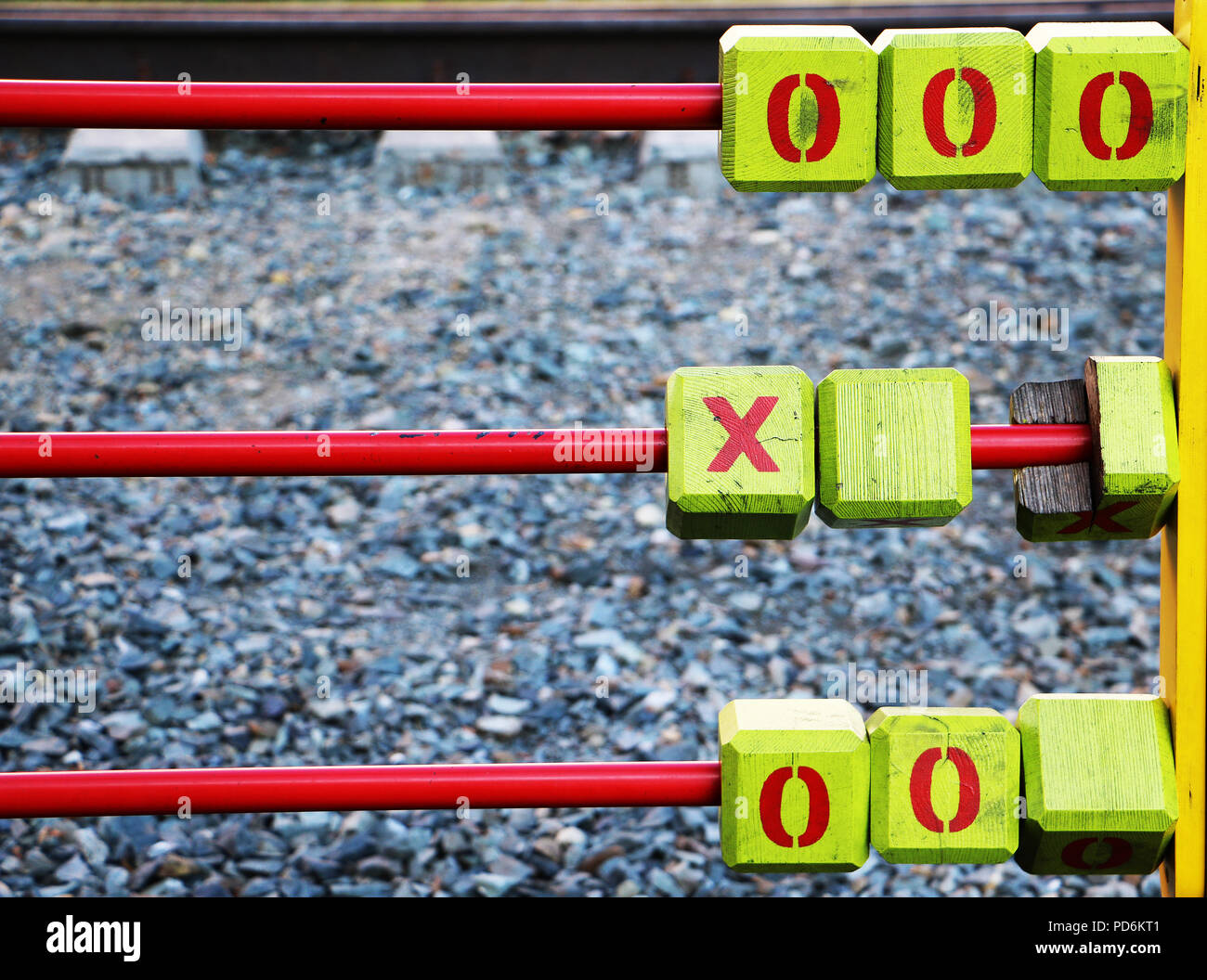 Close up kids educational toys for babies. Yellow wooden counter cubes ...