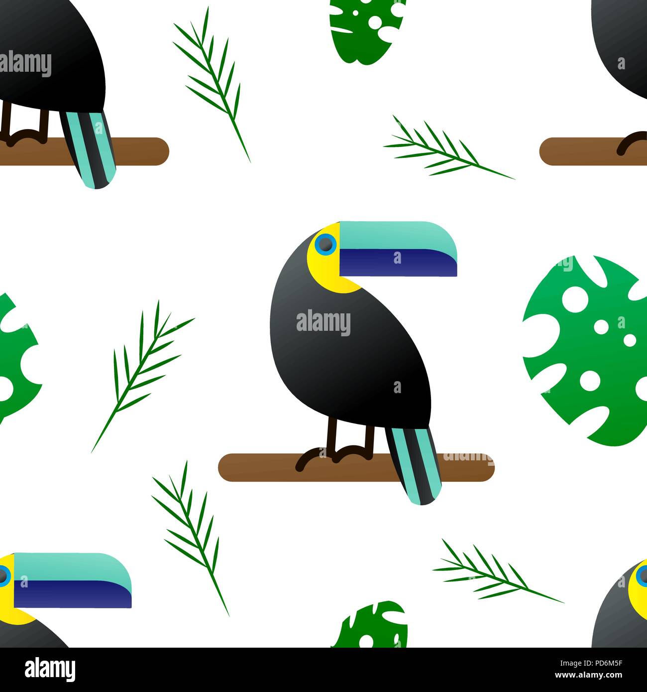 Vector illustration. Seamless pattern. Toucan and tropical monster ...