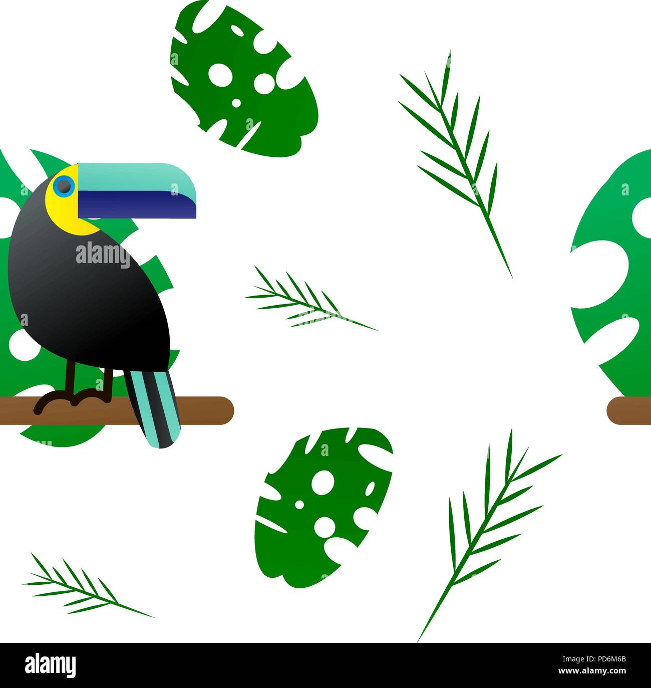 Vector illustration. Seamless pattern. Toucan and tropical monster ...
