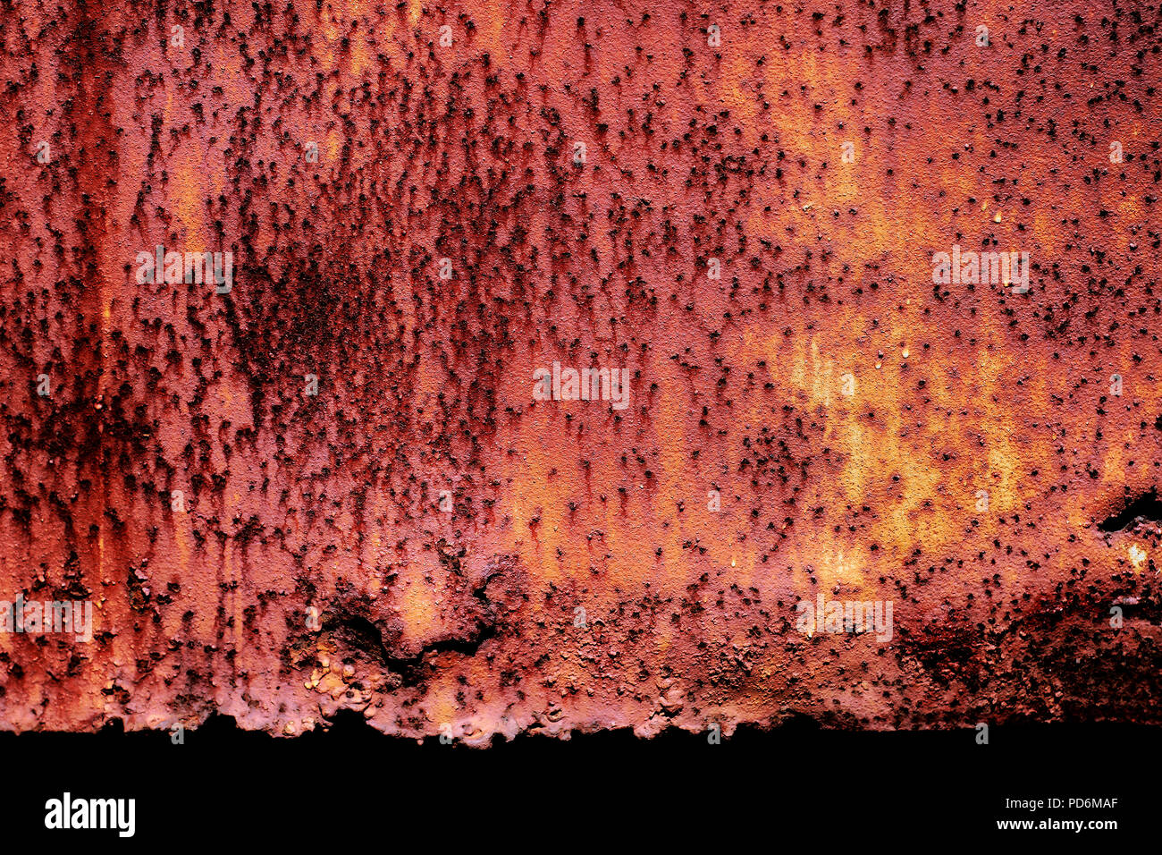 Old red rusty texture metal background. Iron worn rust wall with empty ...