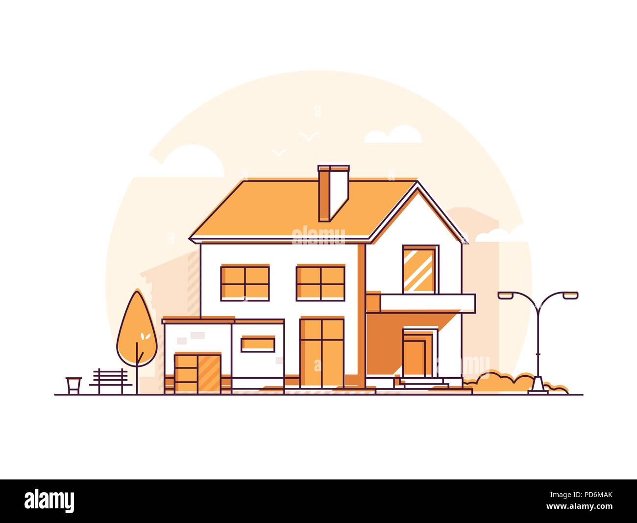 Cottage house - line illustration Stock Vector Image & Art - Alamy