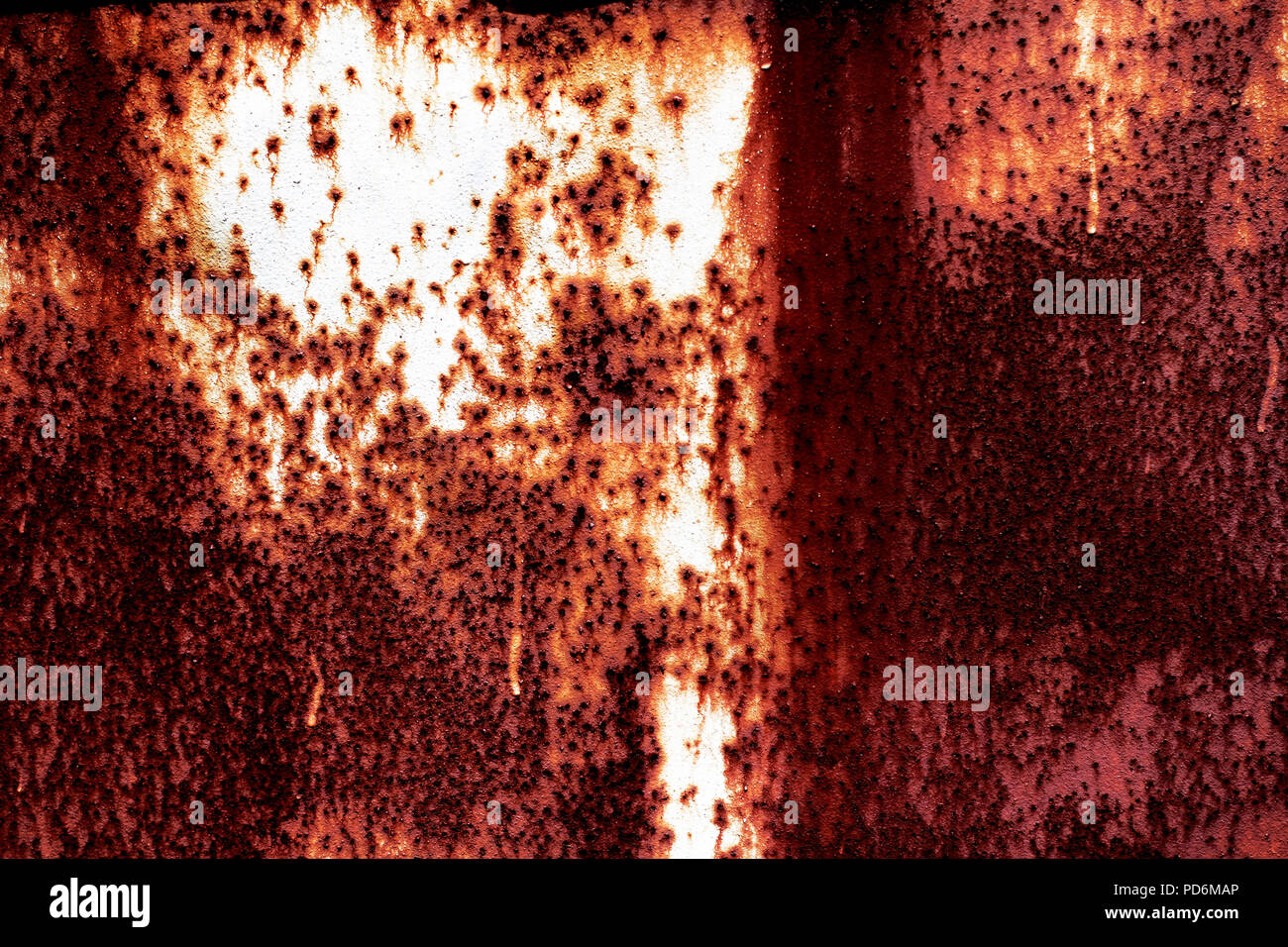 Abstract corroded red and white rusted metal wall or sheet background ...