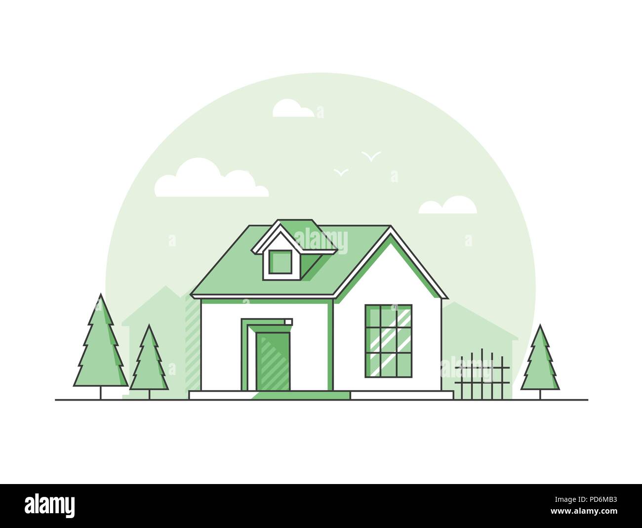 Farm house - modern thin line design style vector illustration Stock ...