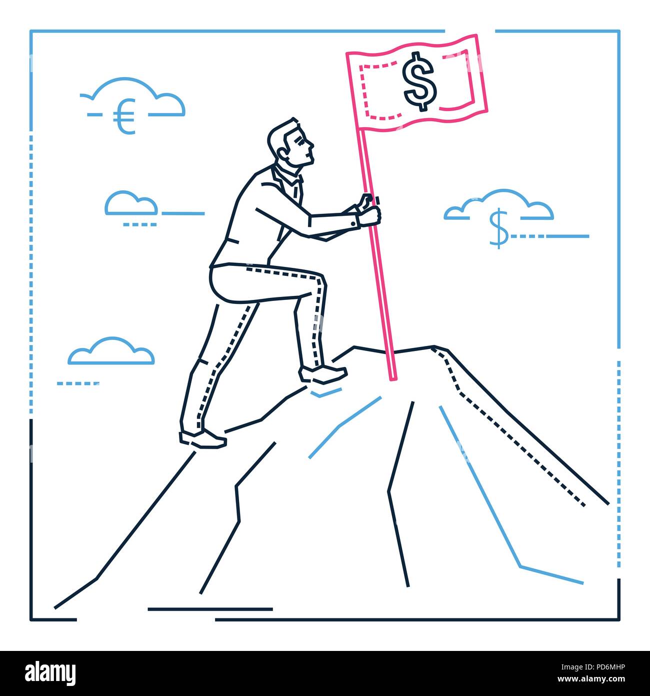 Goal setting - line design style illustration Stock Vector Image & Art ...