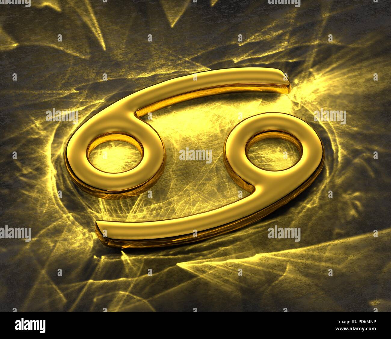 Sign of the zodiac in gold with caustics - Cancer Stock Photo - Alamy