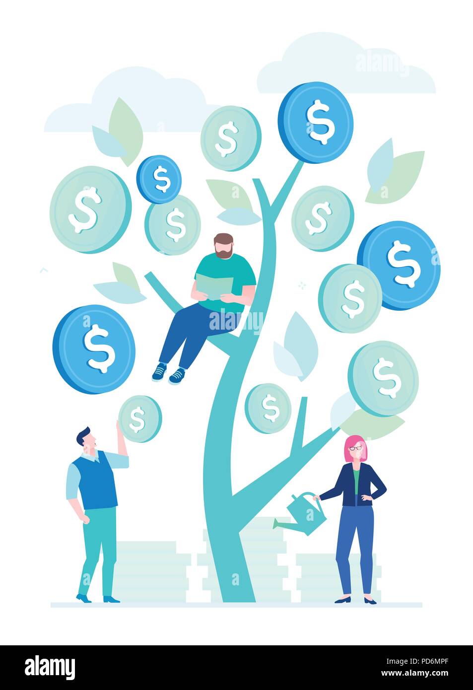 Financial success - flat design style illustration Stock Vector Image ...