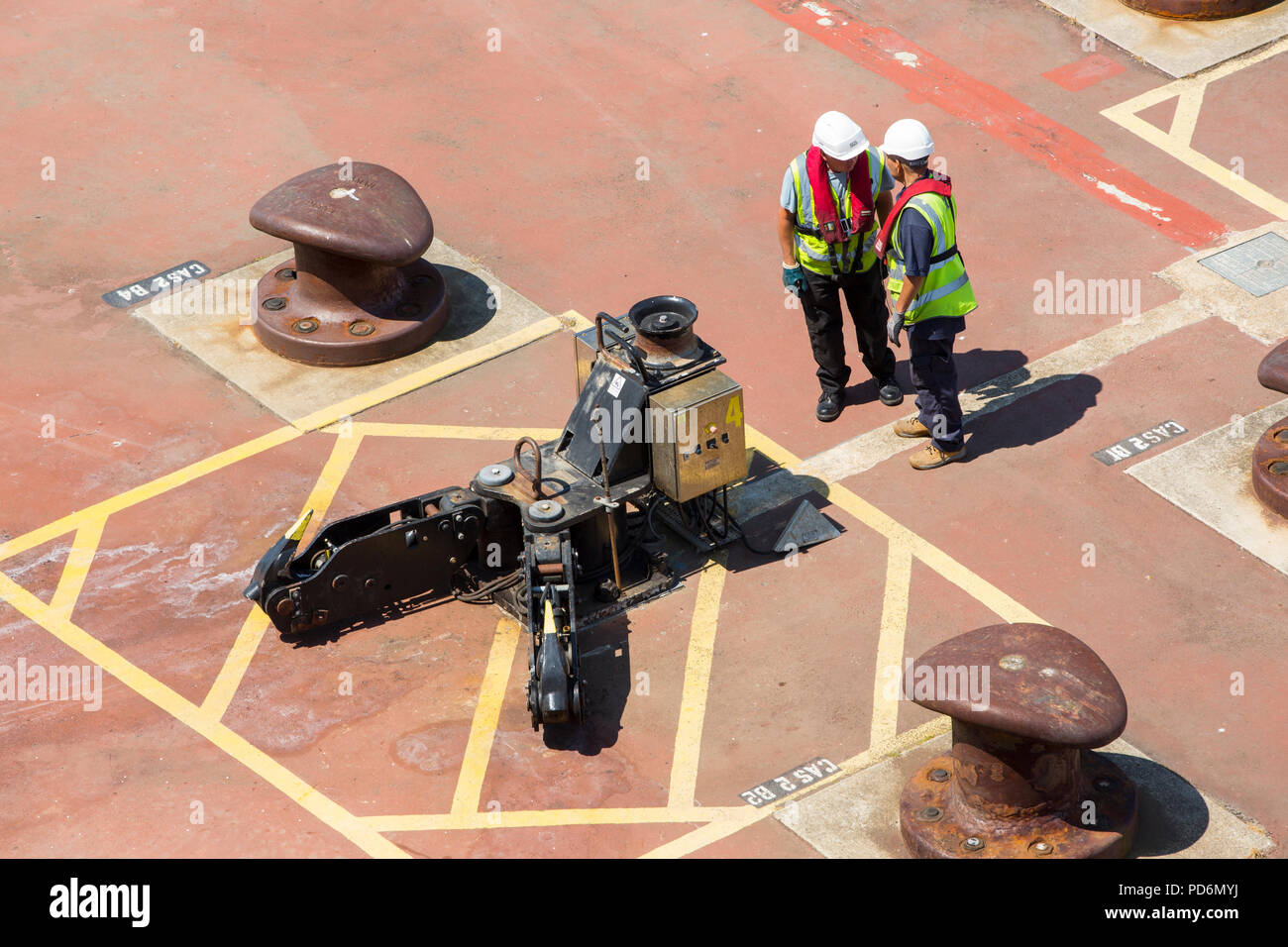 Mooring devices on portsmouth harbour, UK Stock Photo - Alamy
