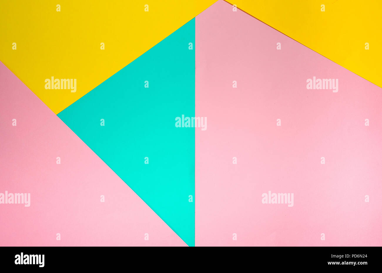 soft mint Blue, yellow and pink pastel color paper geometric flat lay ...