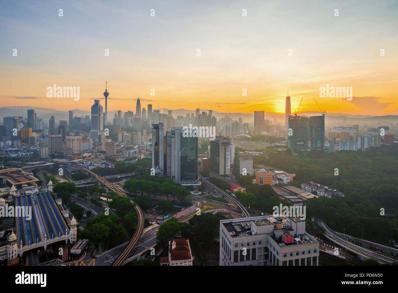 Aerial view of sunrise at Kuala Lumpur city skyline Stock Photo - Alamy