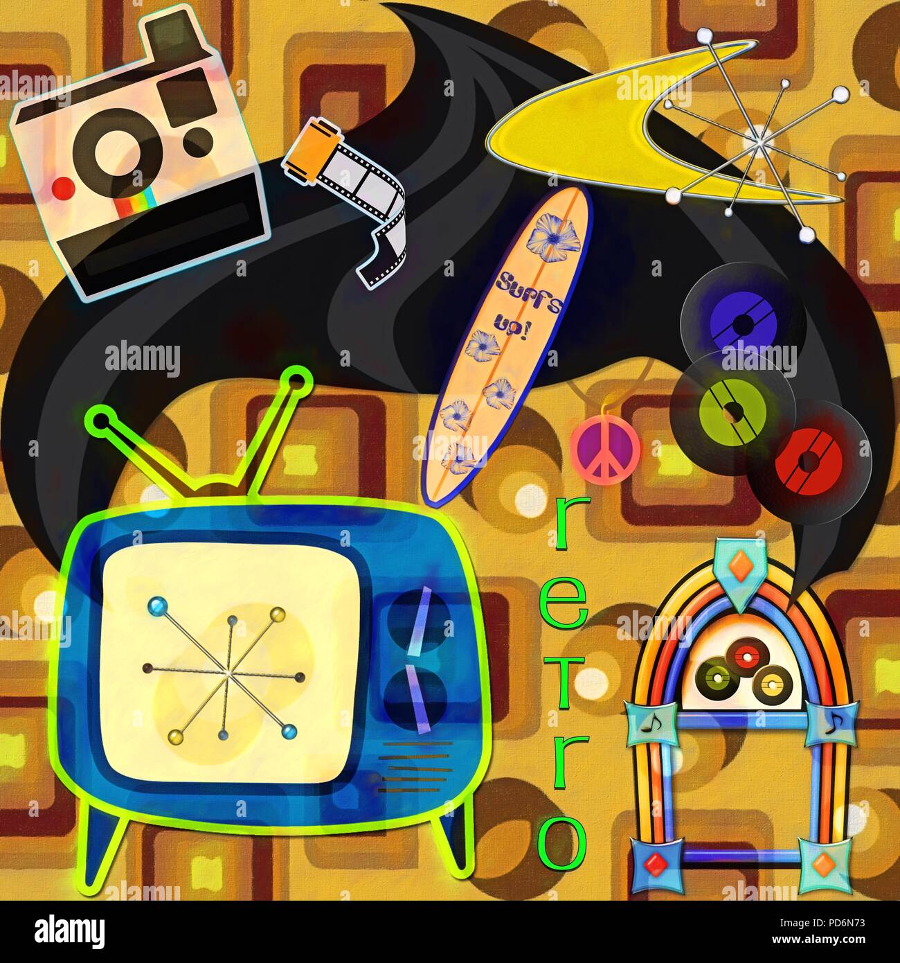 A collage of old-fashioned and retro objects Stock Photo - Alamy