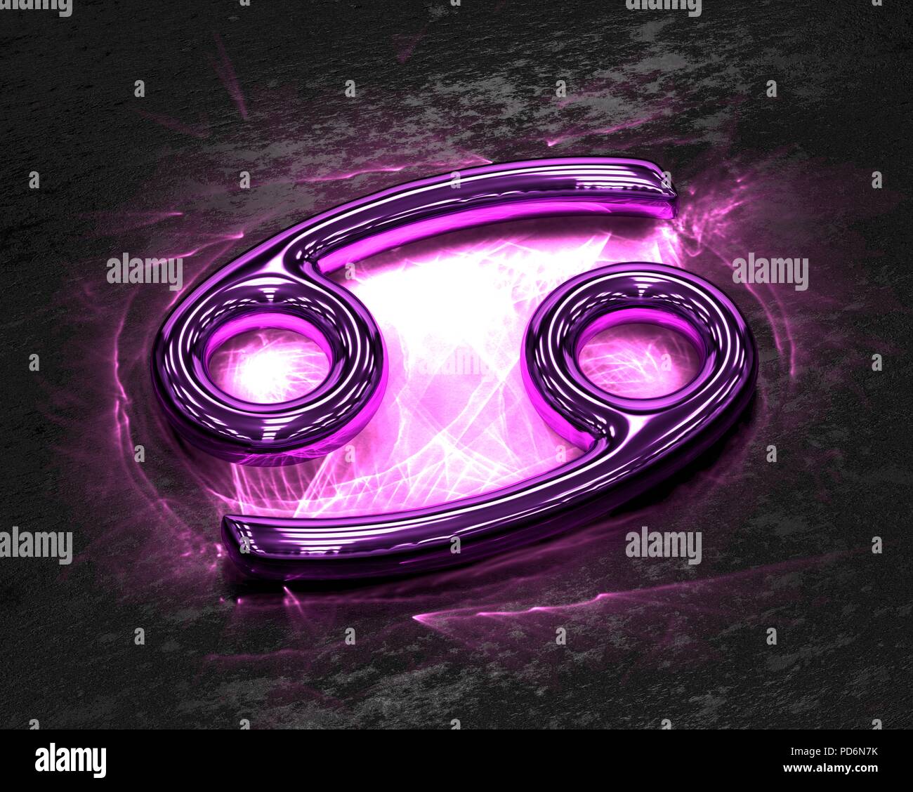 Sign of the zodiac in metal with pink caustics - Cancer Stock Photo - Alamy