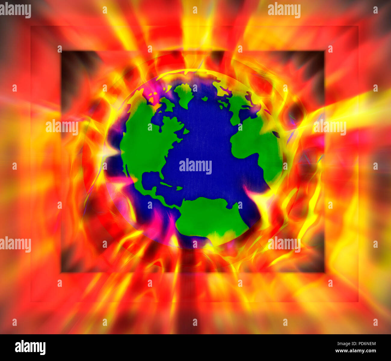 A digital abstract artwork depicting flames and a ring of fire. The ...