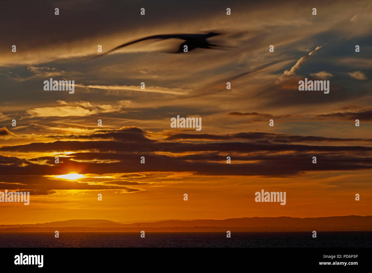 Sunset over the Bristol channel Stock Photo - Alamy