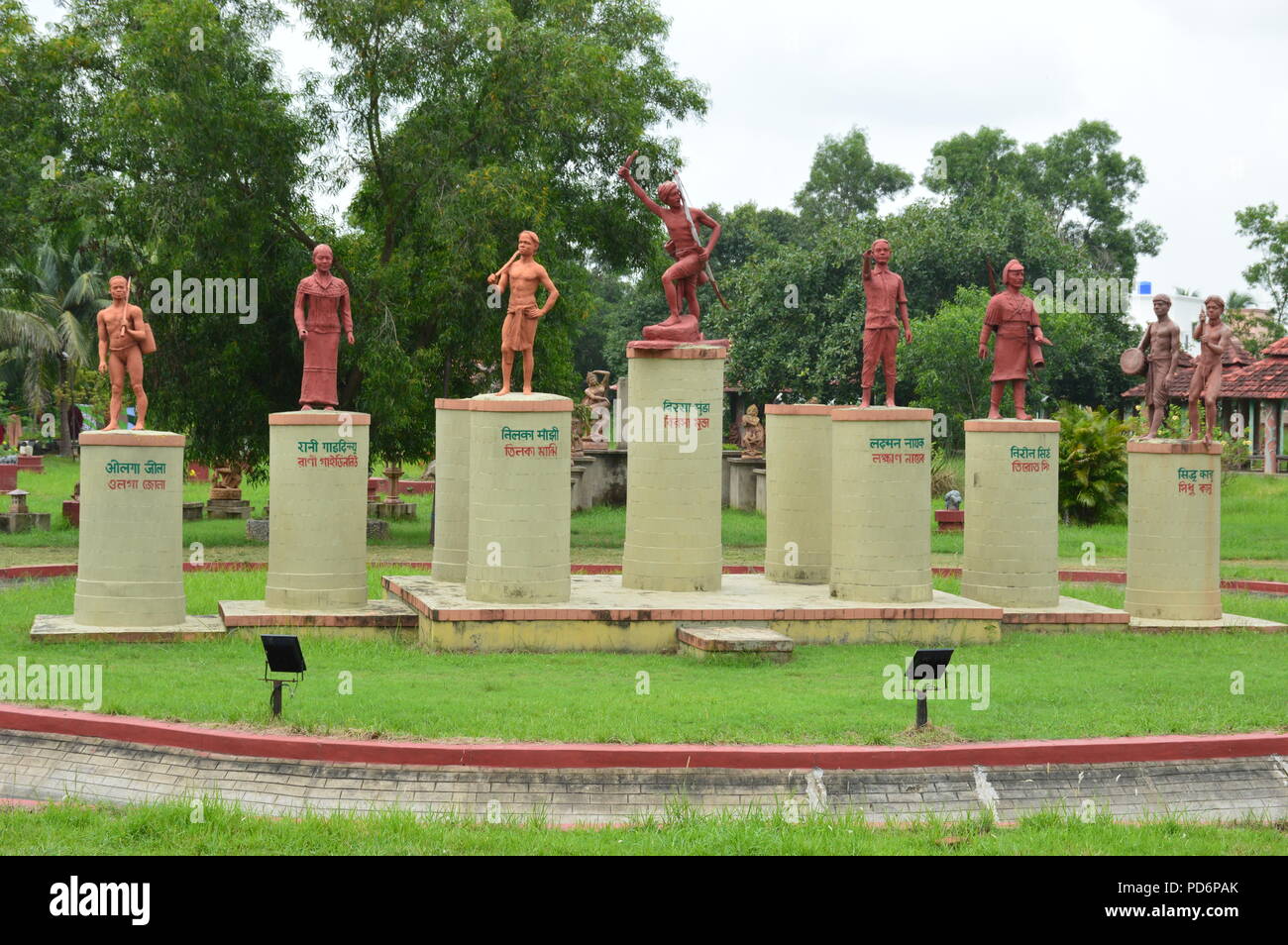 Statues of Indian tribal freedom fighters at the Srijani Shilpagram ...