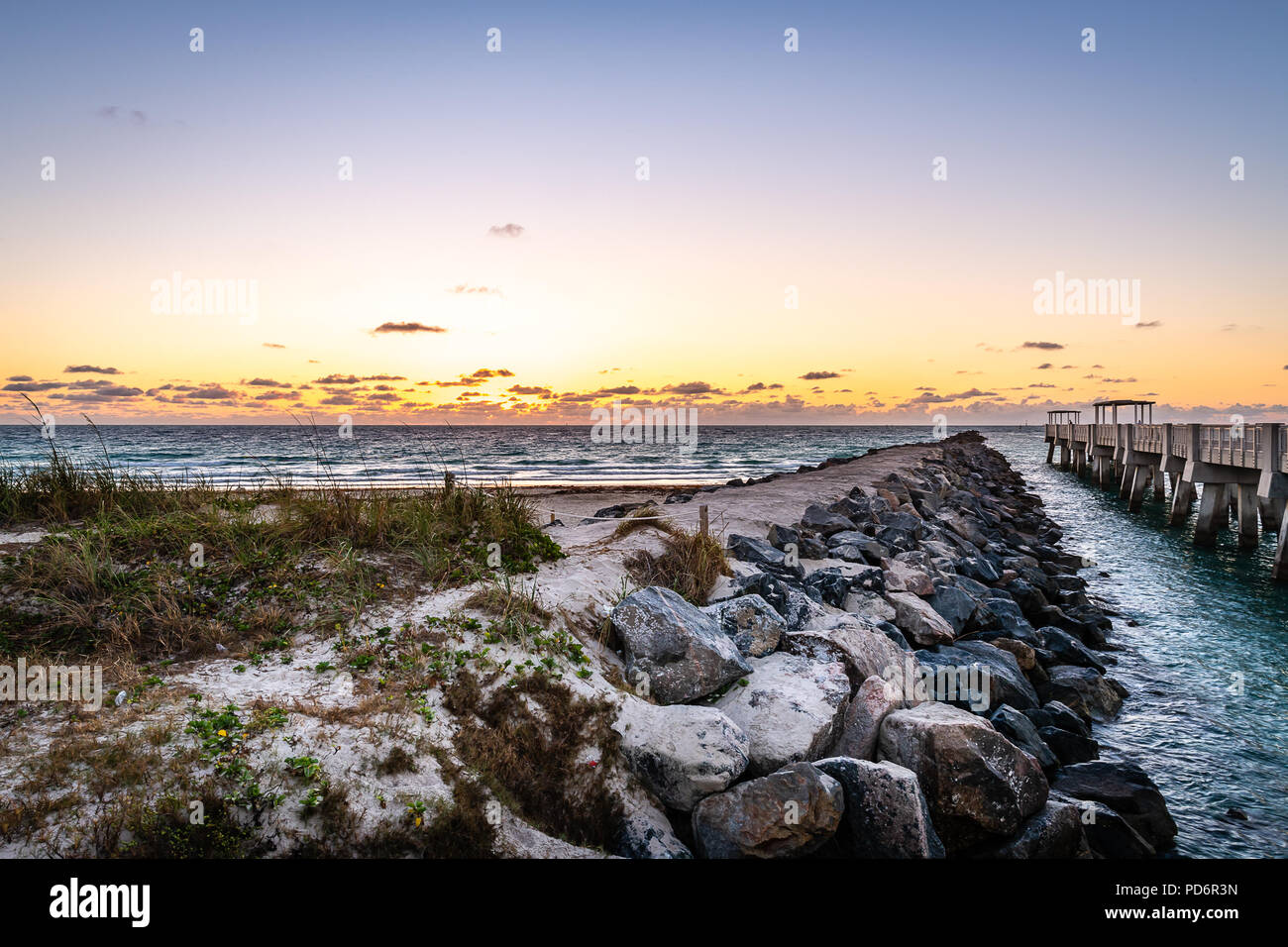 South Pointe Beach Park at Sunrise Stock Photo - Alamy