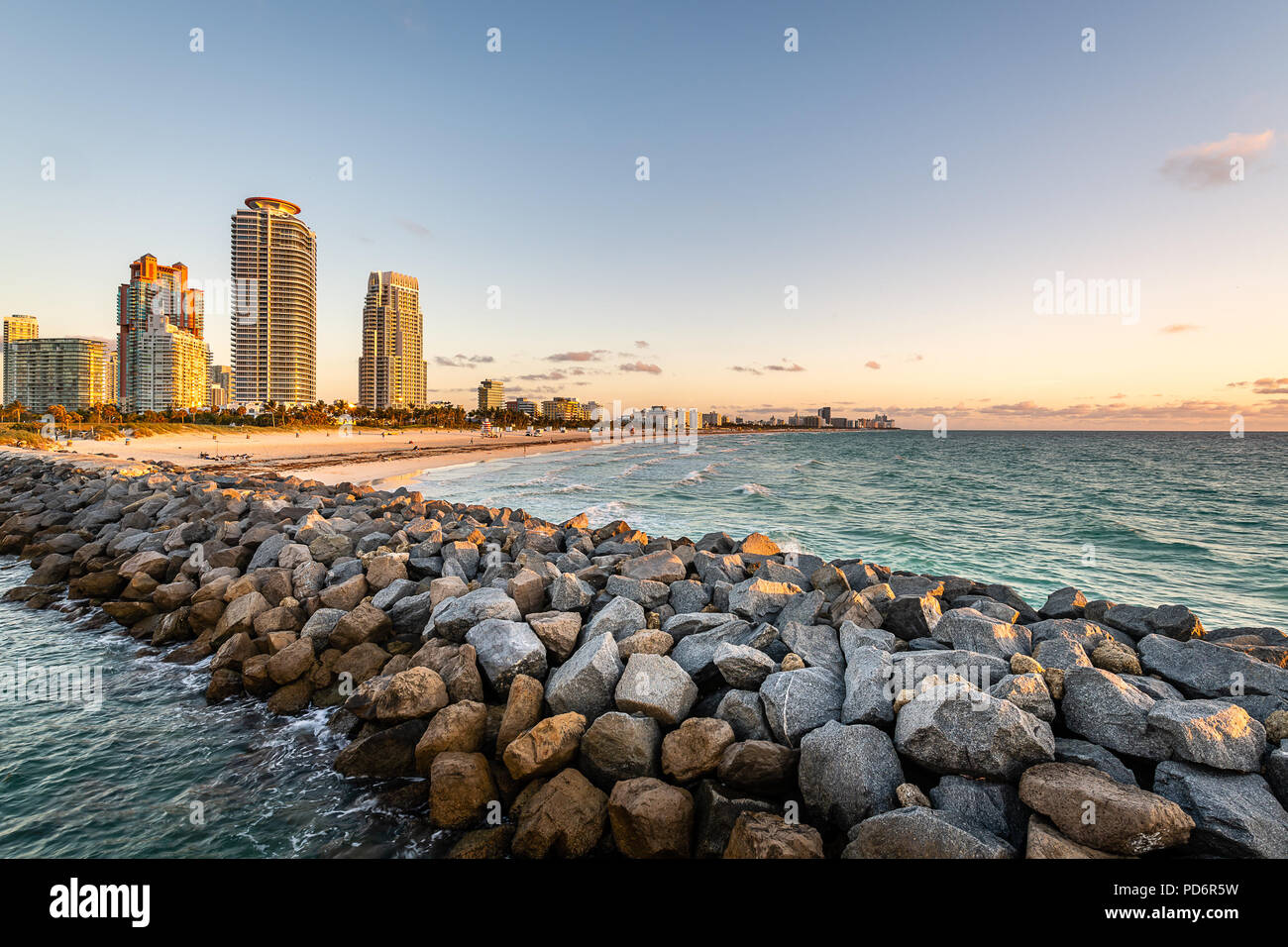 South Pointe Beach Park at Sunrise Stock Photo - Alamy
