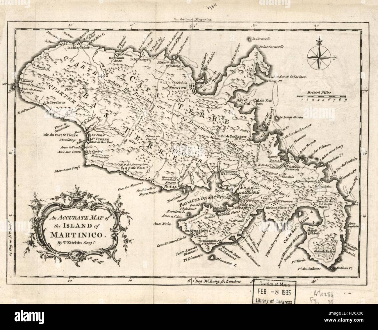 An accurate map of the island of Martinico Stock Photo - Alamy