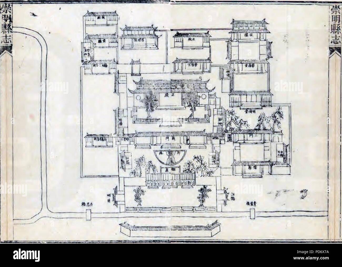 An ancient map of the Chongming Confucian Temple Stock Photo - Alamy