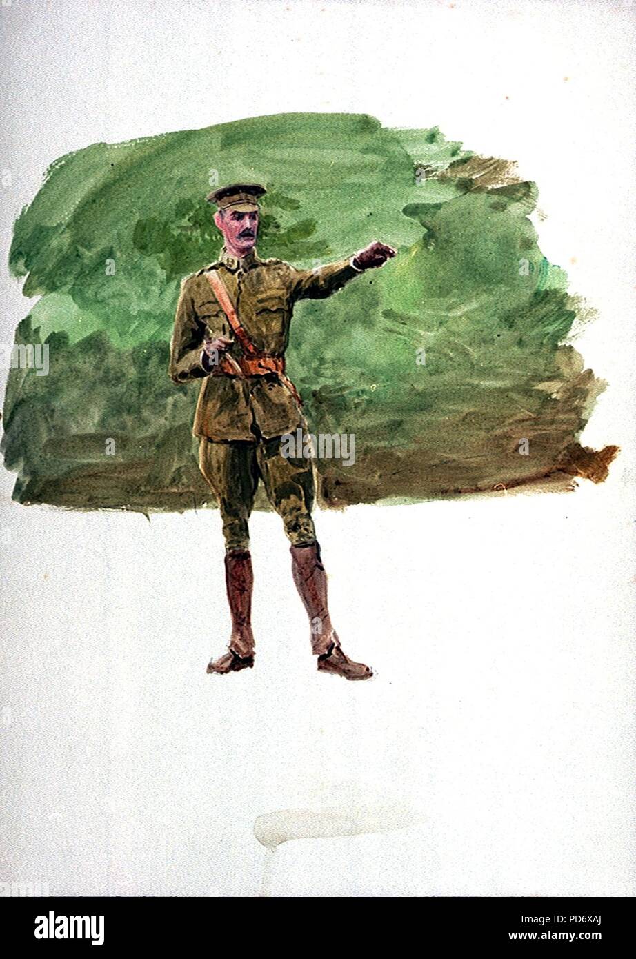 An army officer with outstretched arm, 1914-18 RMG PU9968 Stock Photo ...