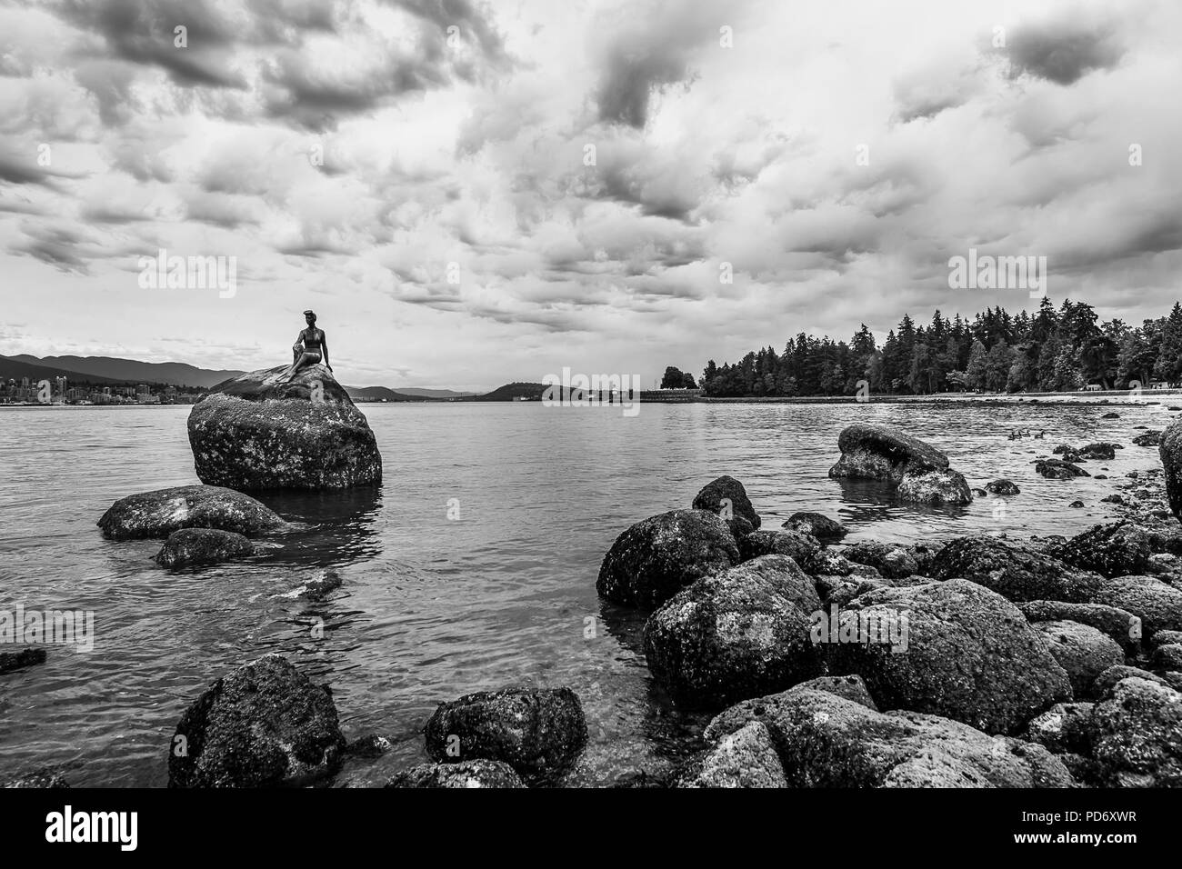 Girl in a Wet Suit Statue in Stanley Park Stock Photo - Alamy