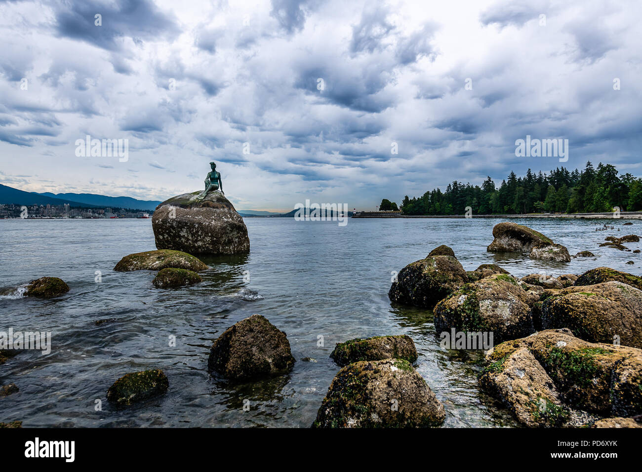 Girl in a Wet Suit Statue in Stanley Park Stock Photo - Alamy