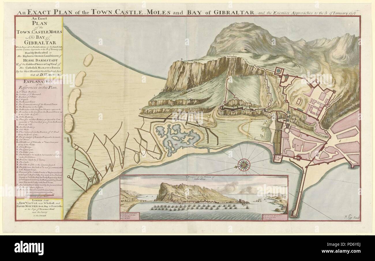 An Exact Plan of the Town Castle Moles and Bay of Gibraltar - colour ...