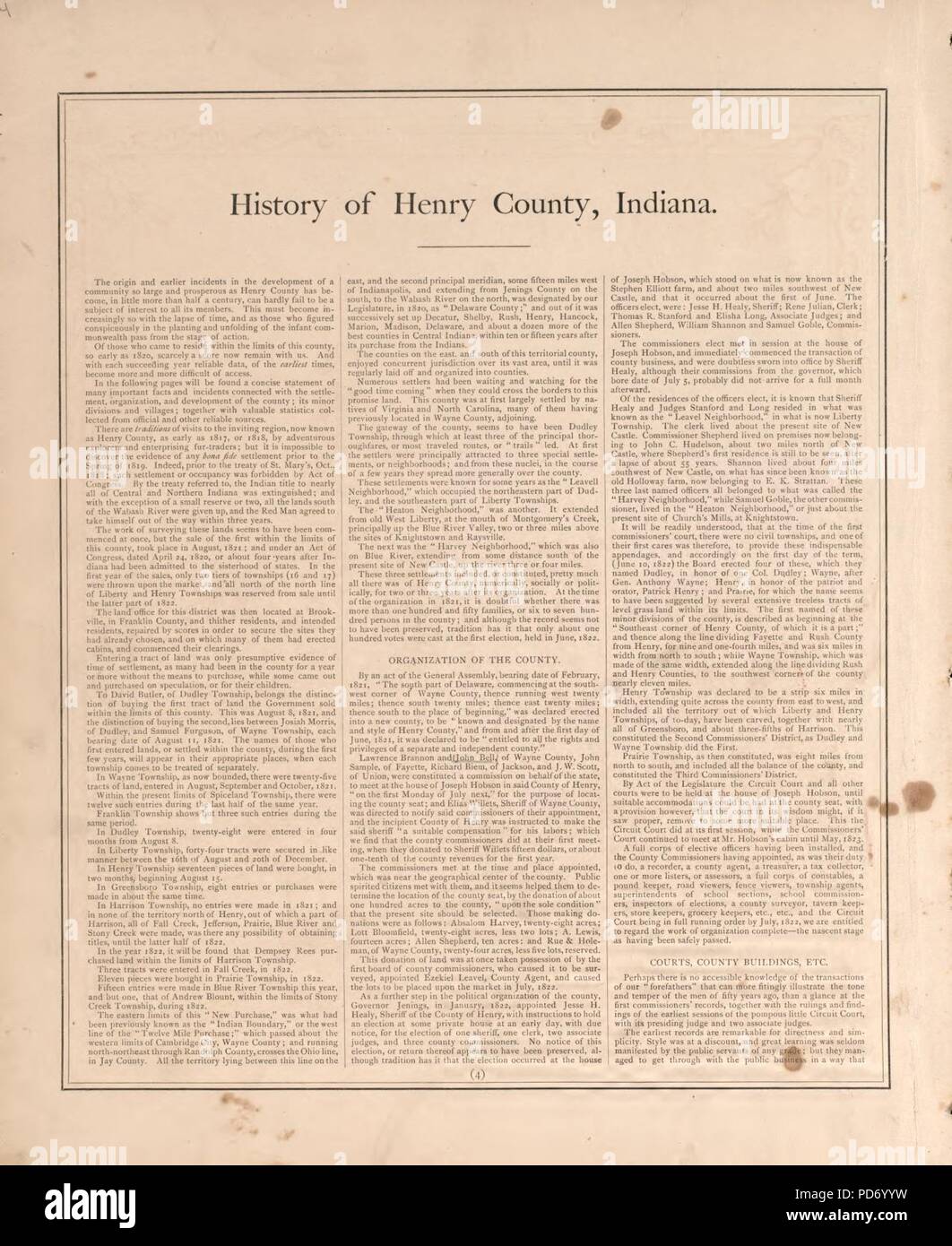 An illustrated historical atlas of Henry Co., Indiana Stock Photo - Alamy
