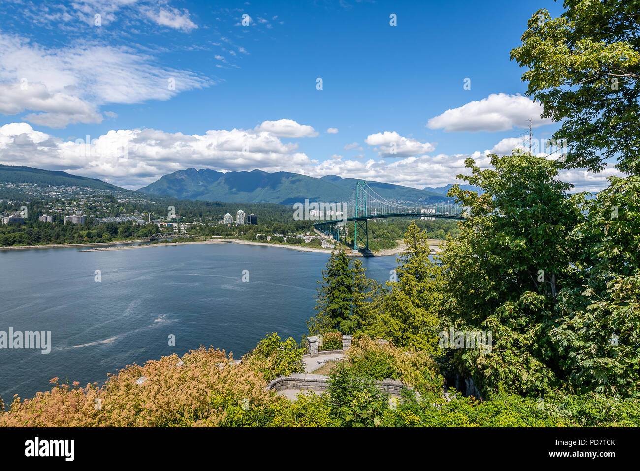 View of the Lions Gate Bridge from the Prospect Point Lookout Stock ...