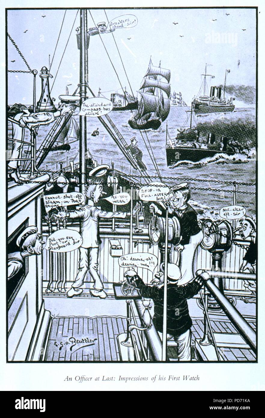 An Officer at Last- Impressions of his First Watch (caricature Stock ...