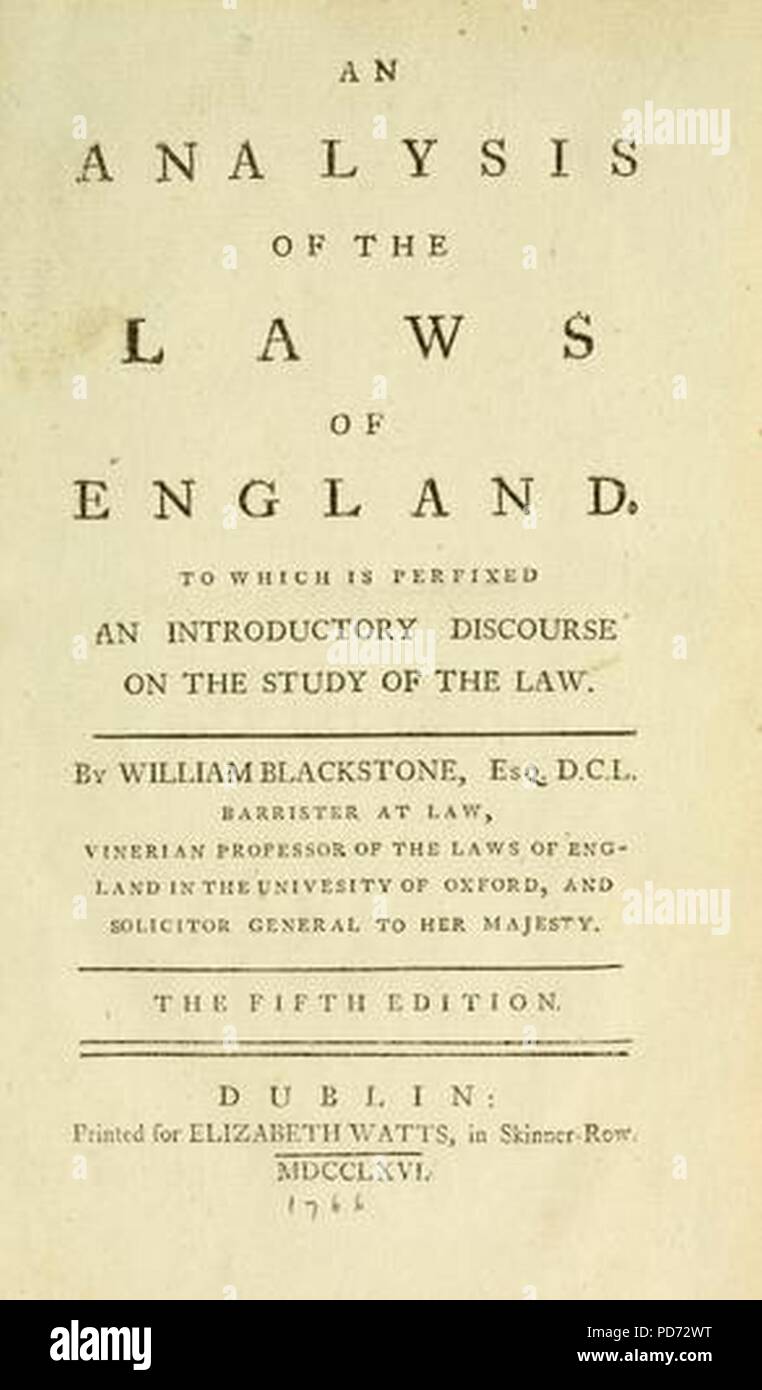 Analysis of the Laws of England Stock Photo - Alamy