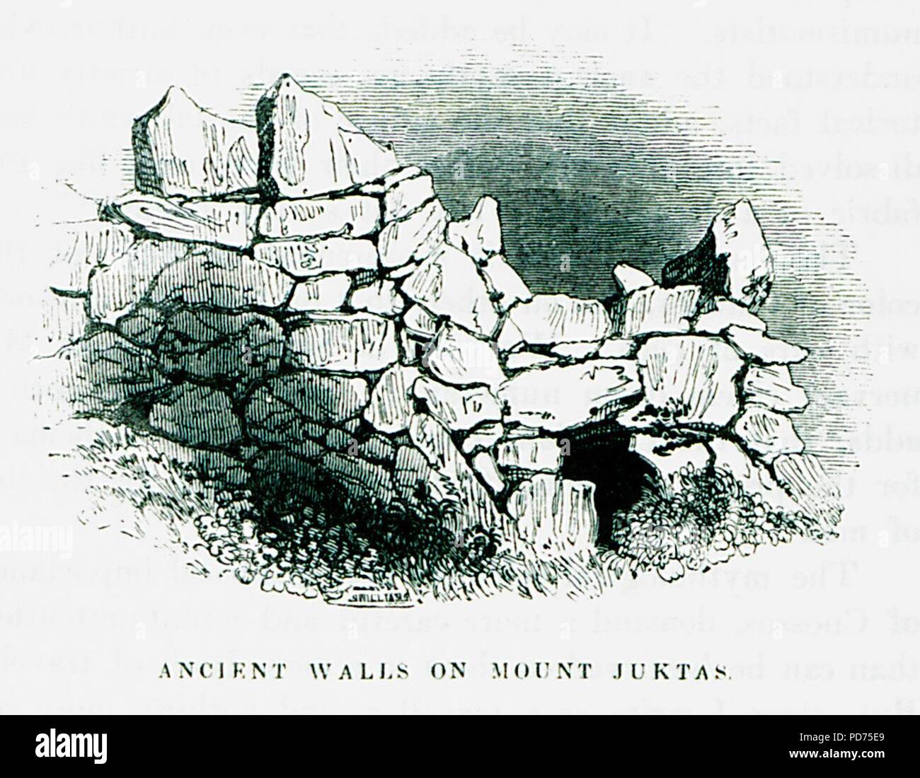 Ancient walls on Mount Juktas - Pashley Robert - 1837 Stock Photo - Alamy