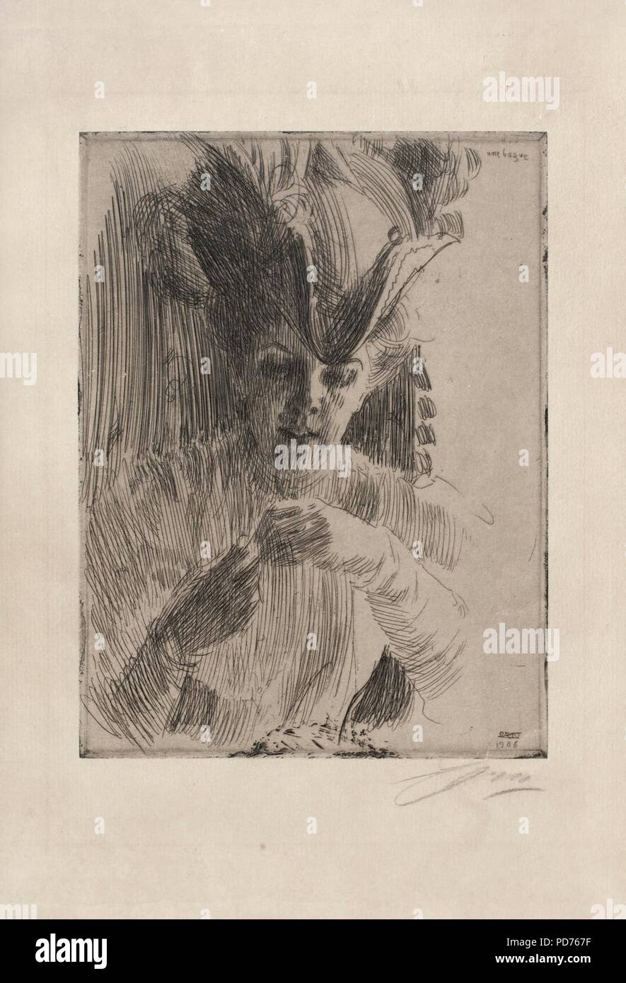 Anders Zorn - A ring (etching) 1906 Stock Photo - Alamy