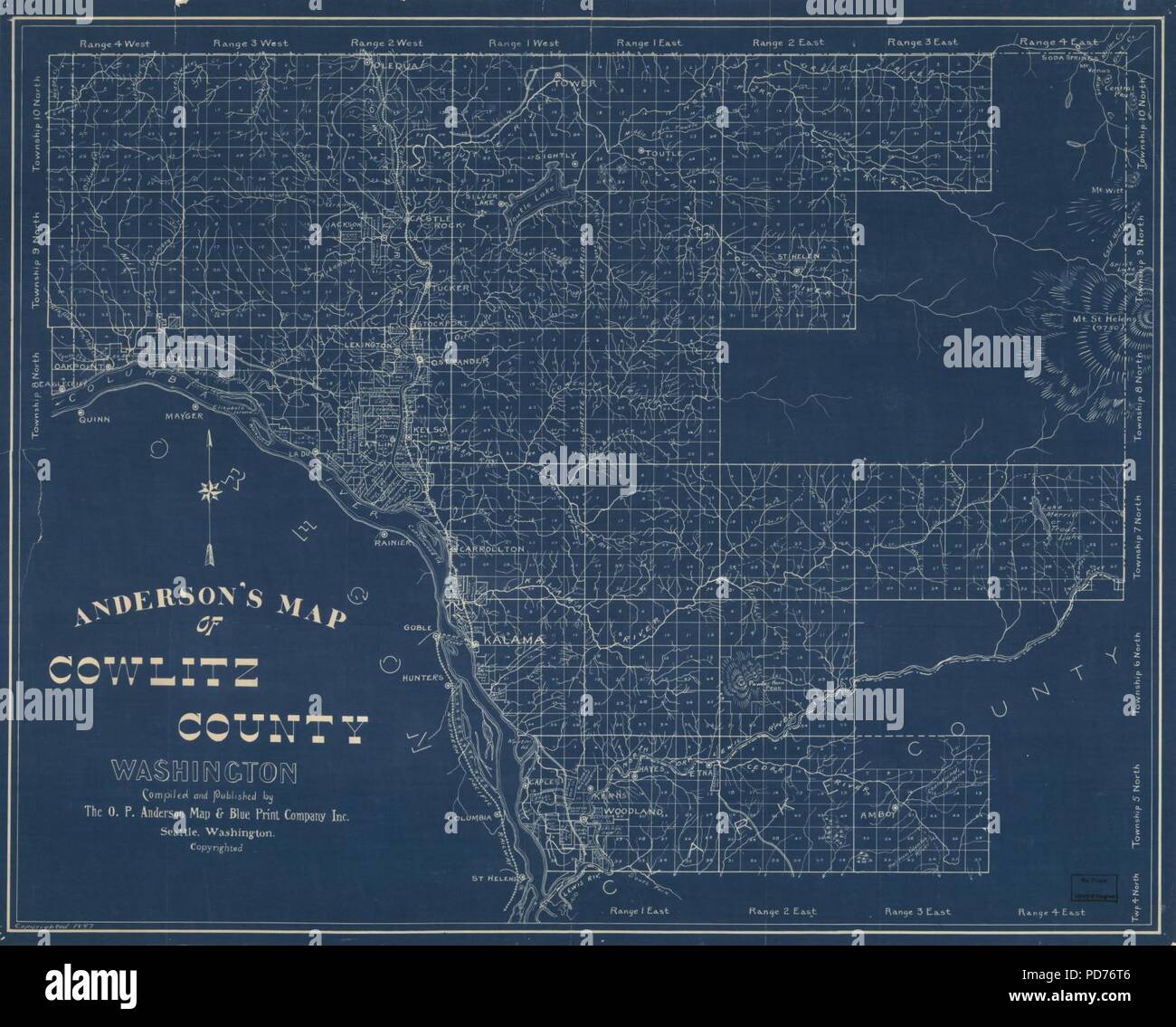 Anderson's map of Cowlitz County, Washington Stock Photo - Alamy