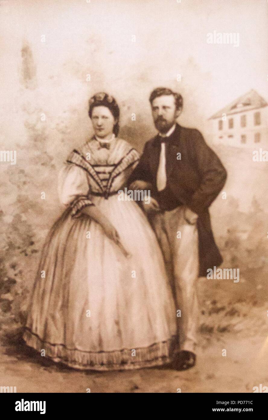 András Mechwart and his wife in 1866 Stock Photo - Alamy