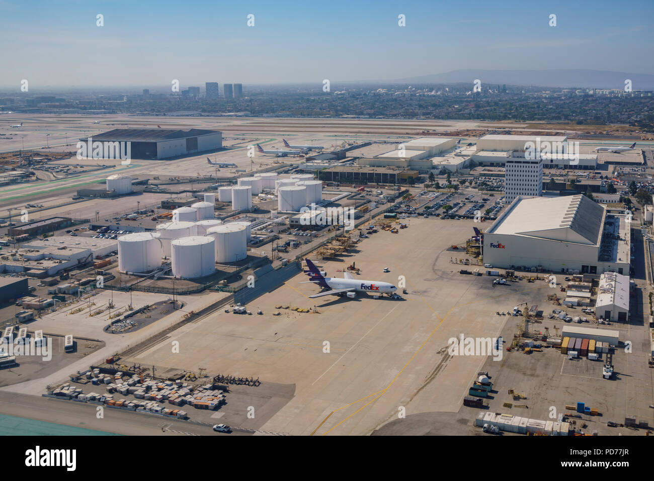 Los Angeles, MAY 3: Aerial view of the Fedex airport warehouse on MAY 3 ...