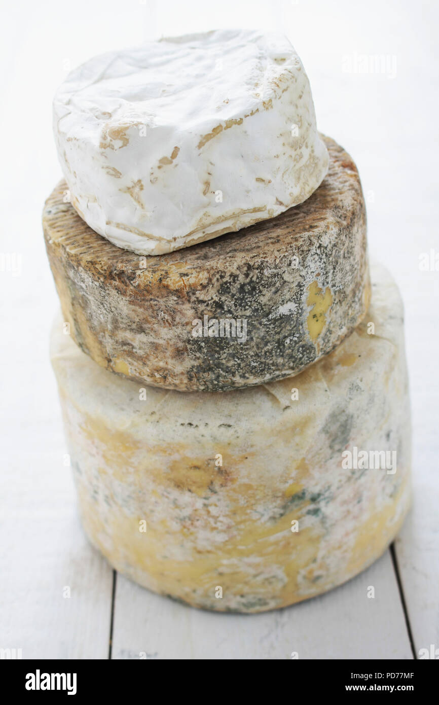 stacked artisan cheese Stock Photo - Alamy