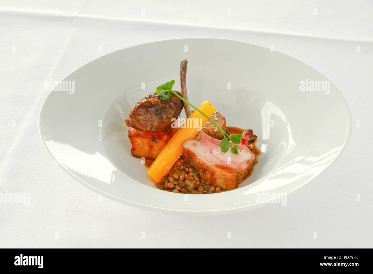 plated lamb main meal Stock Photo - Alamy