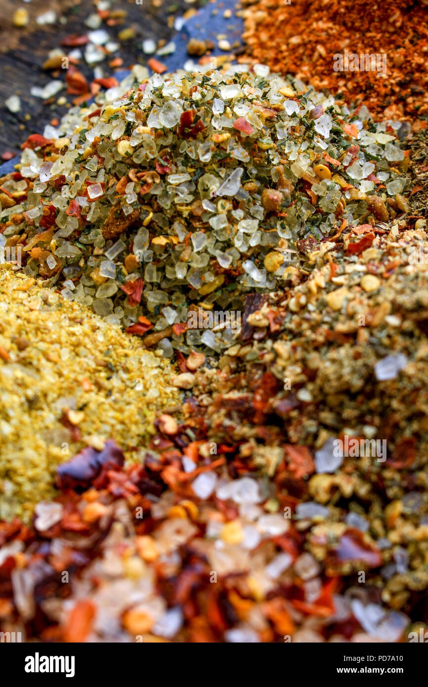 mixed flavoured salts Stock Photo - Alamy
