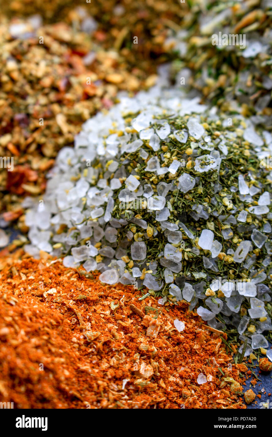 mixed flavoured salts Stock Photo - Alamy