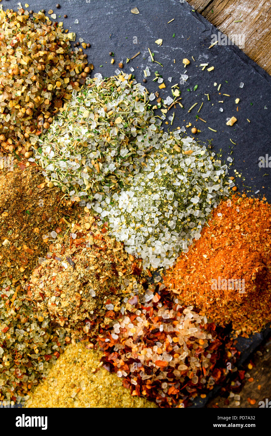 mixed flavoured salts Stock Photo - Alamy