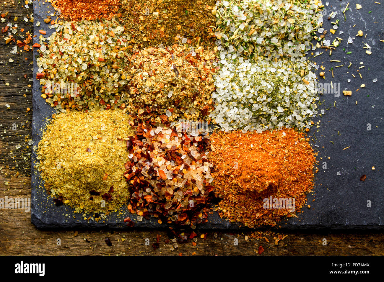mixed flavoured salts Stock Photo - Alamy