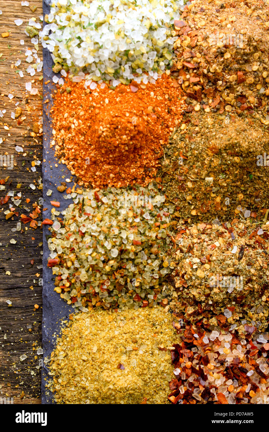 mixed flavoured salts Stock Photo - Alamy